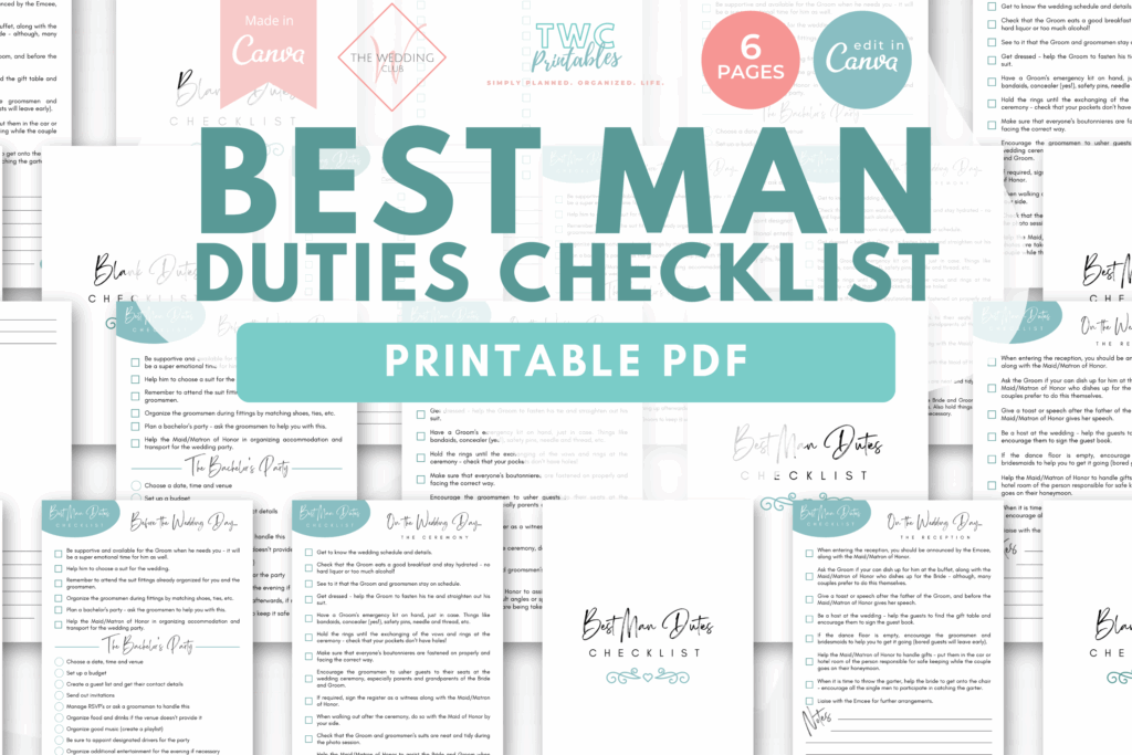 Best Man Duties Checklist (printable) - The Wedding Club