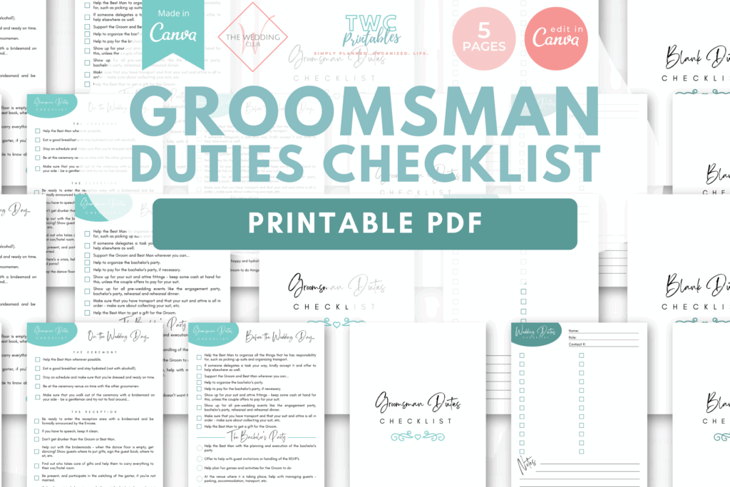 Groomsman Duties Checklist (printable) – The Wedding Club